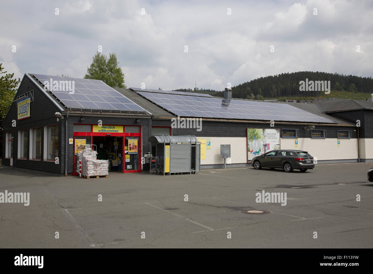 Large solar PV roof on Dursty supermarket Germany Stock Photo - Alamy