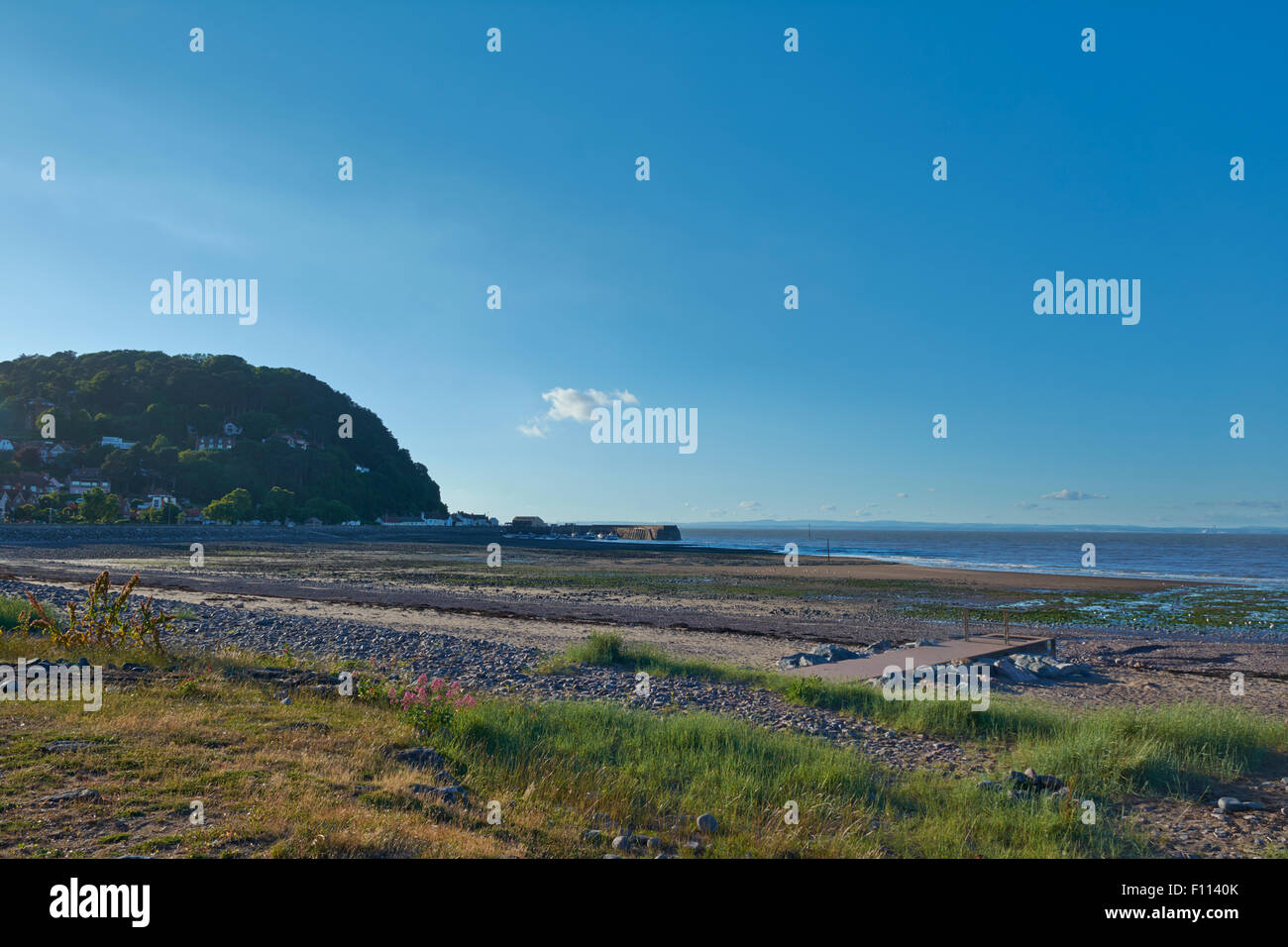 Minehead Beach looking towards the Harbour - Somerset, England, UK ...