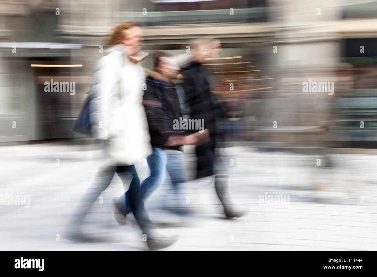 Happy shopping, people walking, motion blur Stock Photo - Alamy