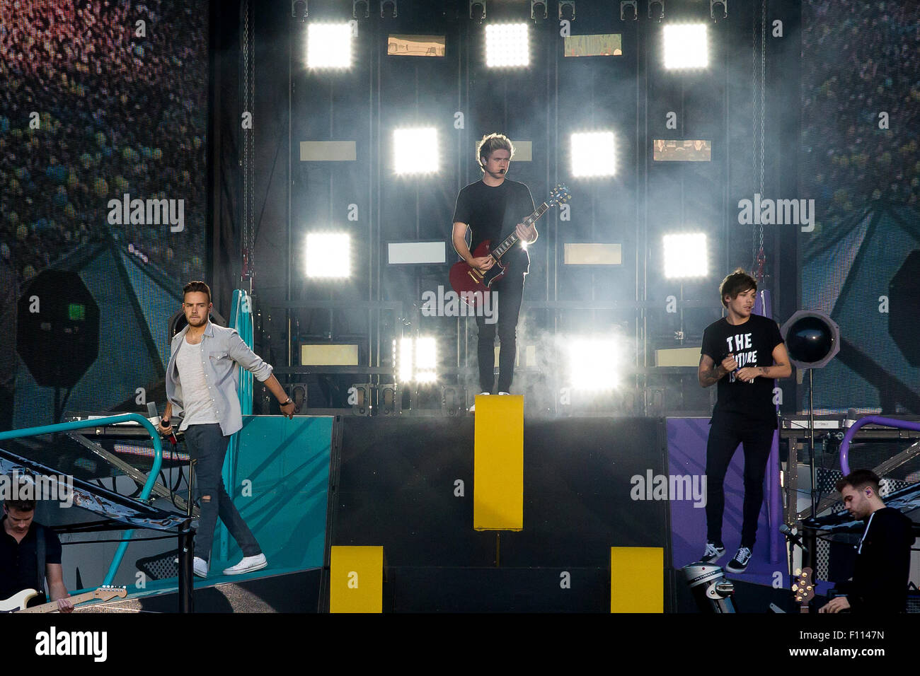 One Direction performing live on stage at Ullevi in Gothenburg ...