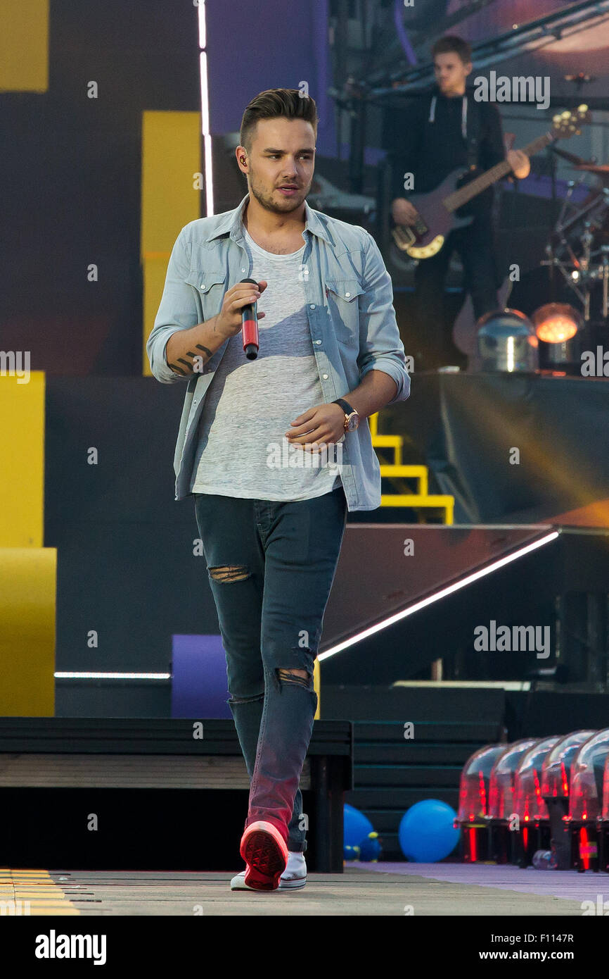 One Direction performing live on stage at Ullevi in Gothenburg ...