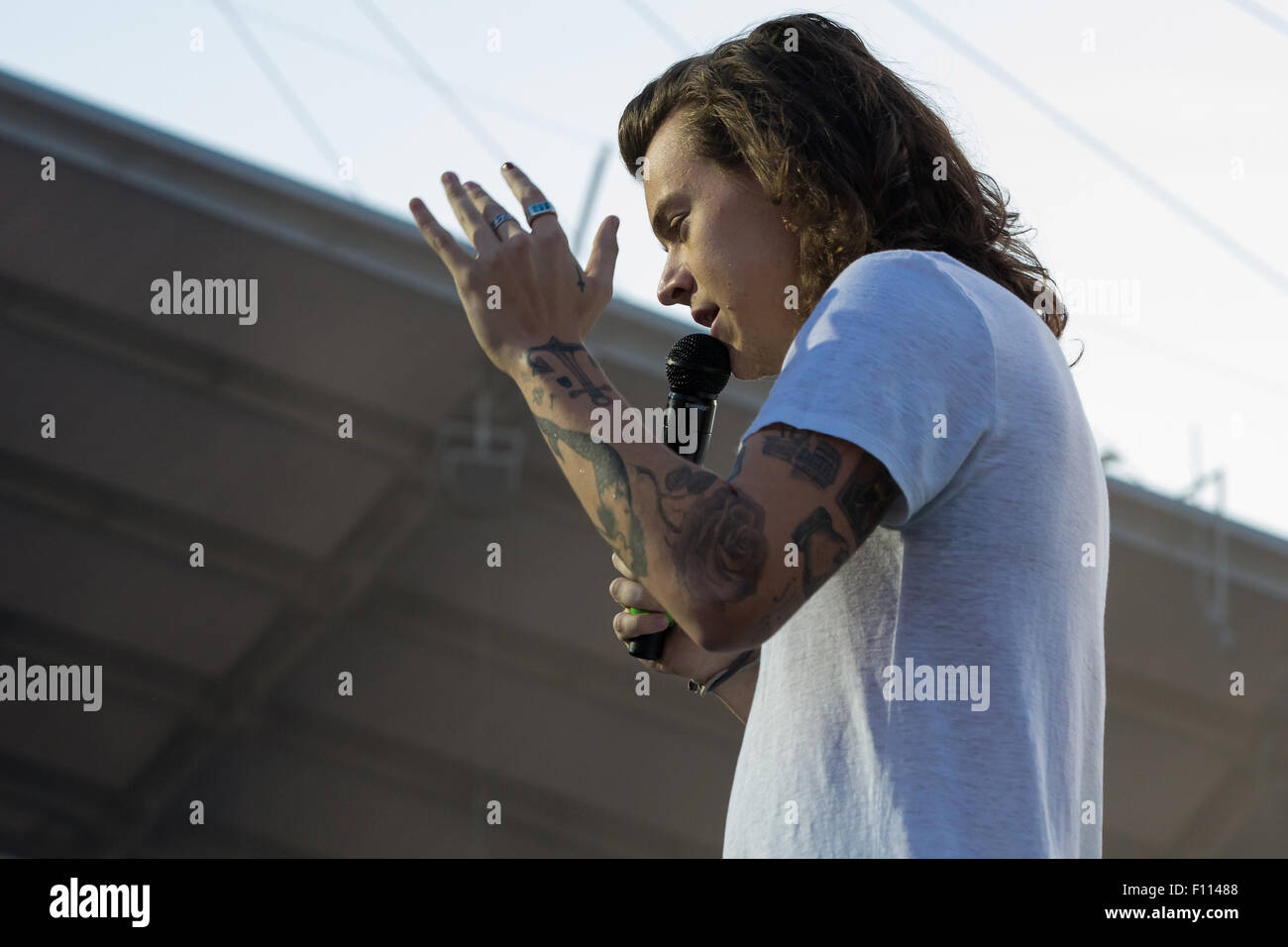 One Direction performing live on stage at Ullevi in Gothenburg ...