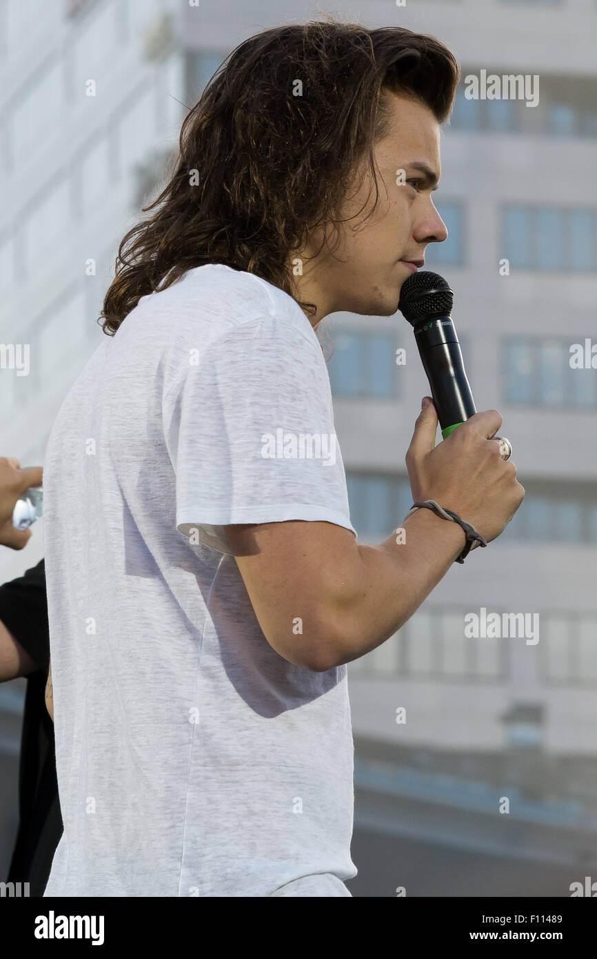 One Direction performing live on stage at Ullevi in Gothenburg ...