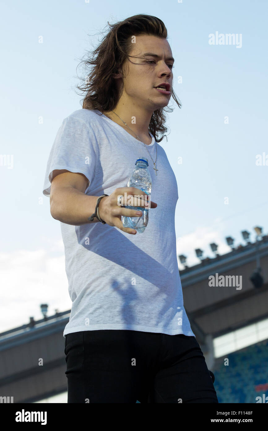 One Direction performing live on stage at Ullevi in Gothenburg ...