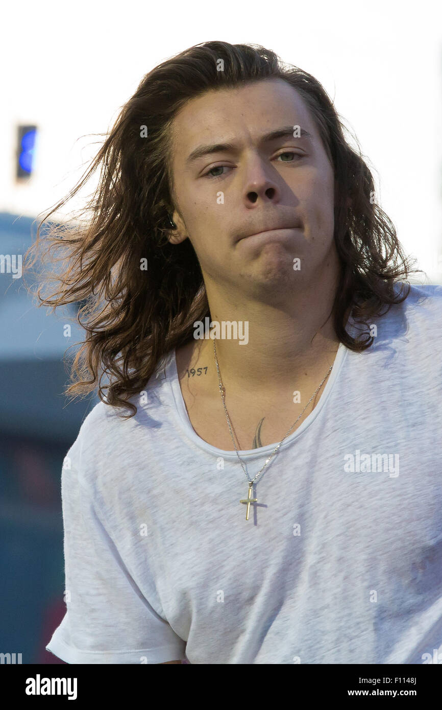 One Direction performing live on stage at Ullevi in Gothenburg ...