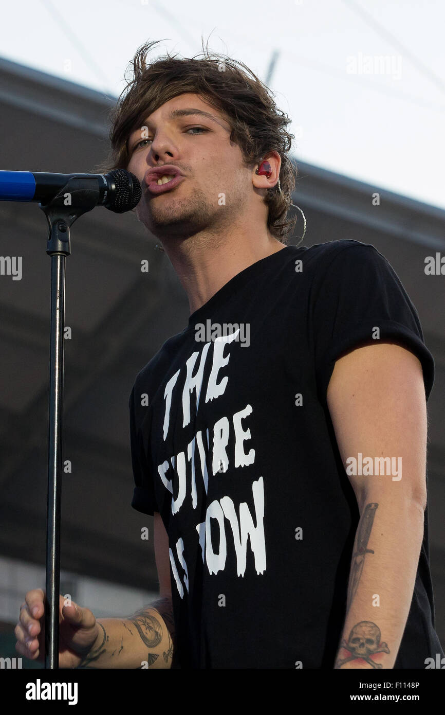 One Direction performing live on stage at Ullevi in Gothenburg ...