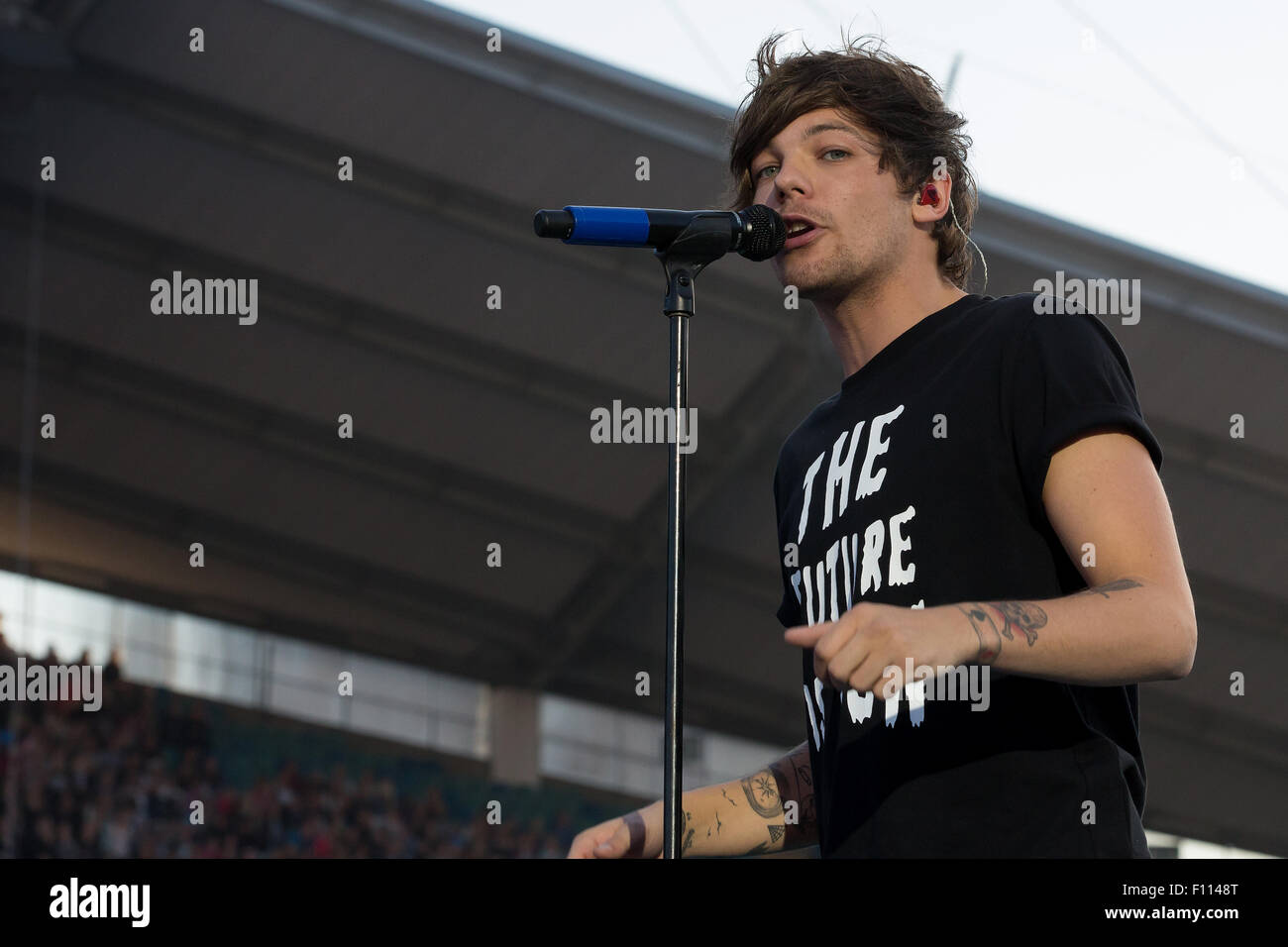 One Direction performing live on stage at Ullevi in Gothenburg ...
