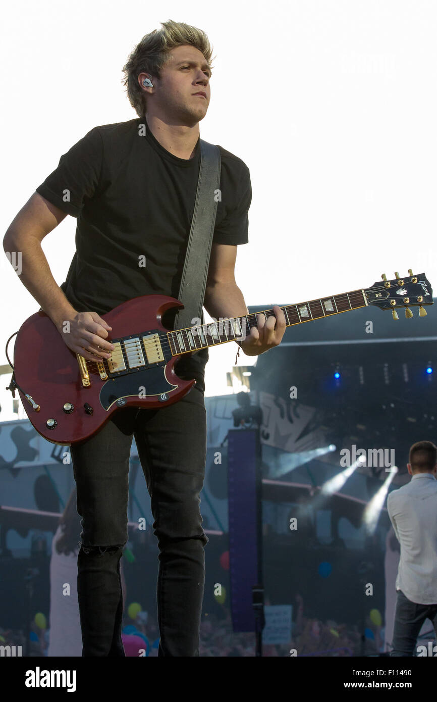 One Direction performing live on stage at Ullevi in Gothenburg ...