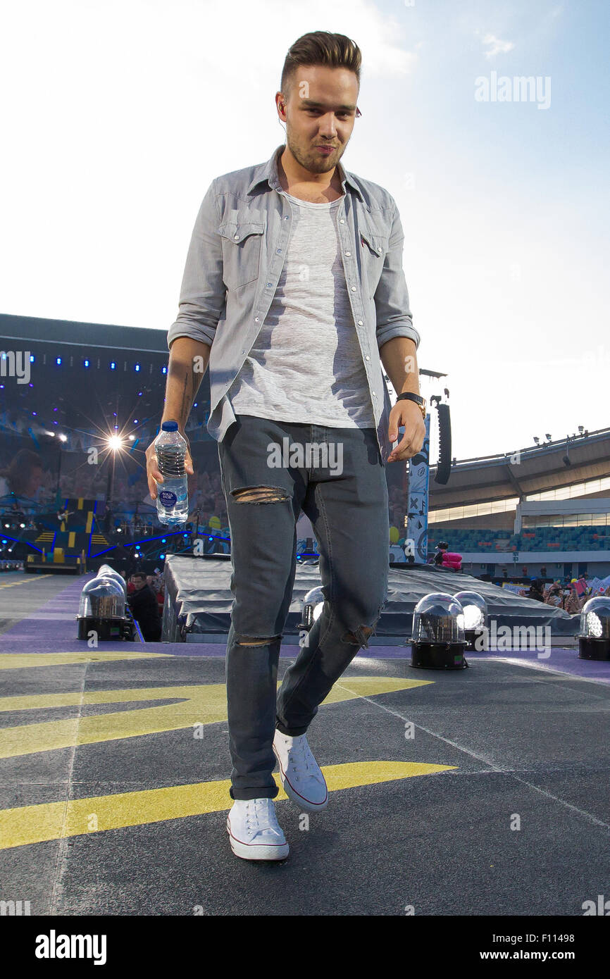 One Direction performing live on stage at Ullevi in Gothenburg ...