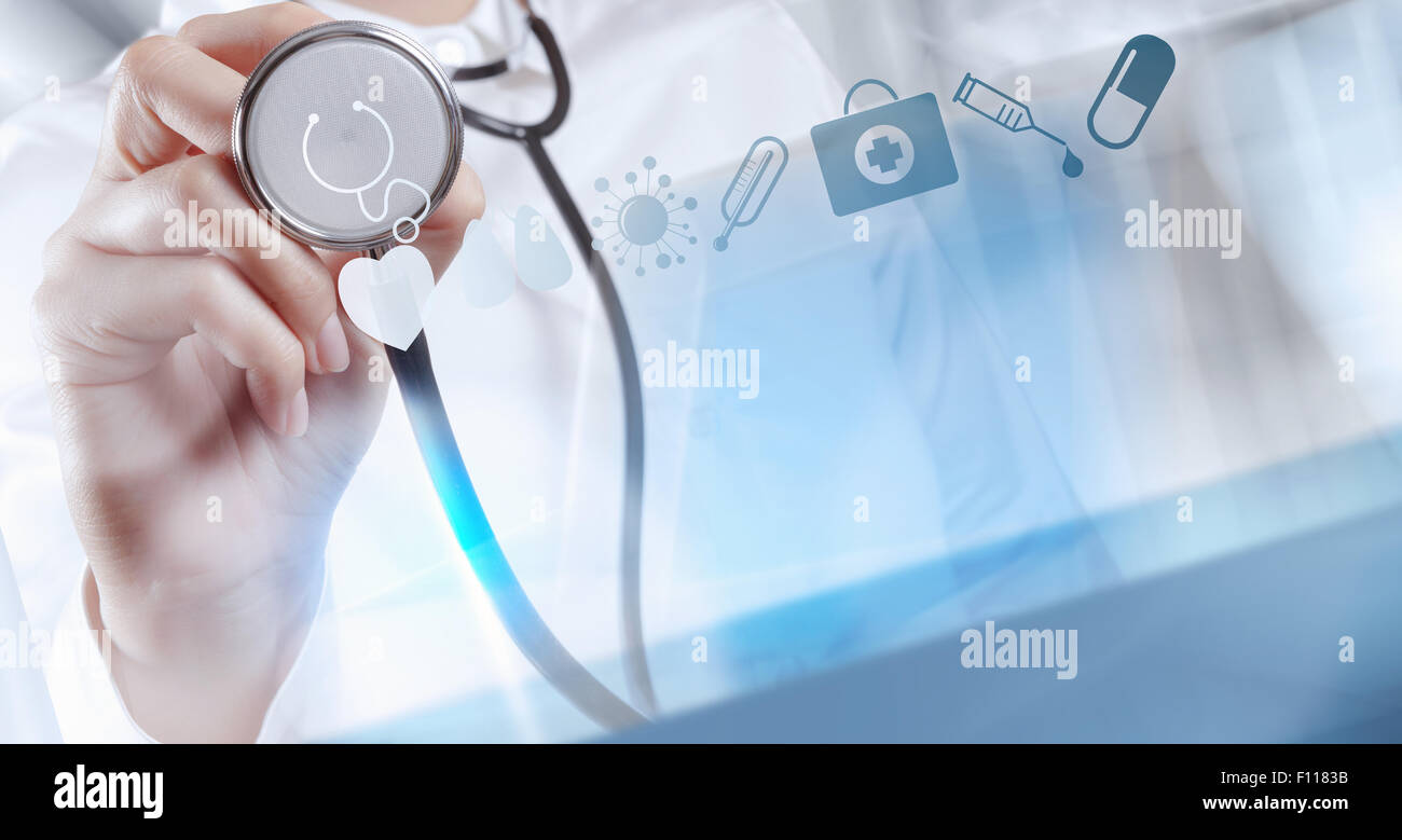 smart medical doctor working with operating room as concept Stock Photo ...