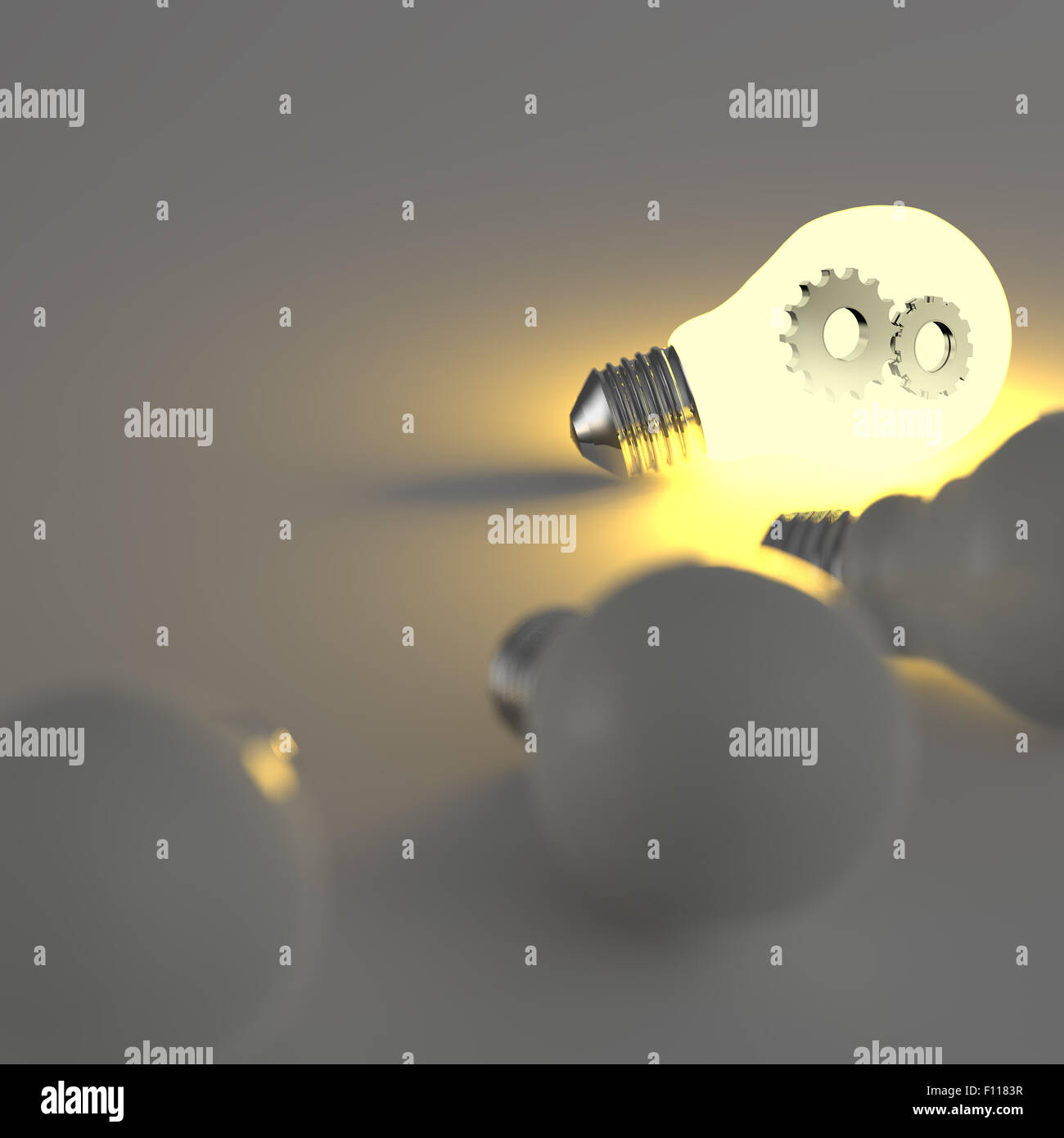 light bulb with gears as concept Stock Photo - Alamy
