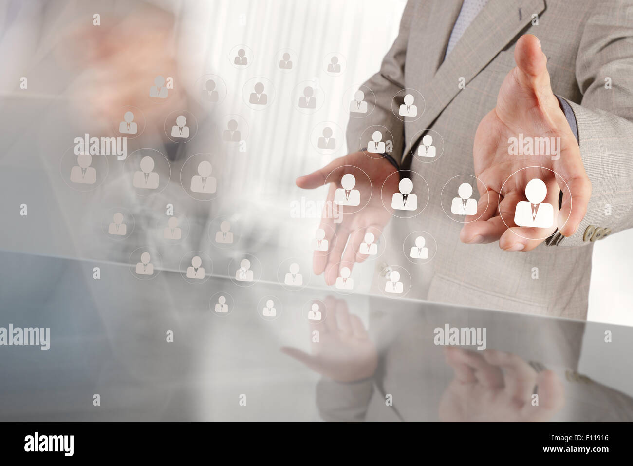 businessman hand choosing people icon as human resources concept Stock ...