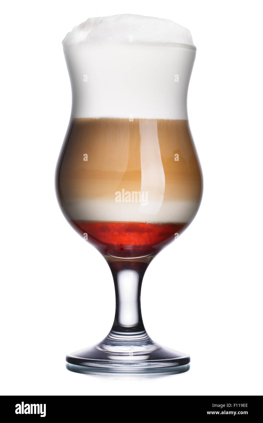 Glass of coffee cocktail with raspberry syrup Stock Photo - Alamy