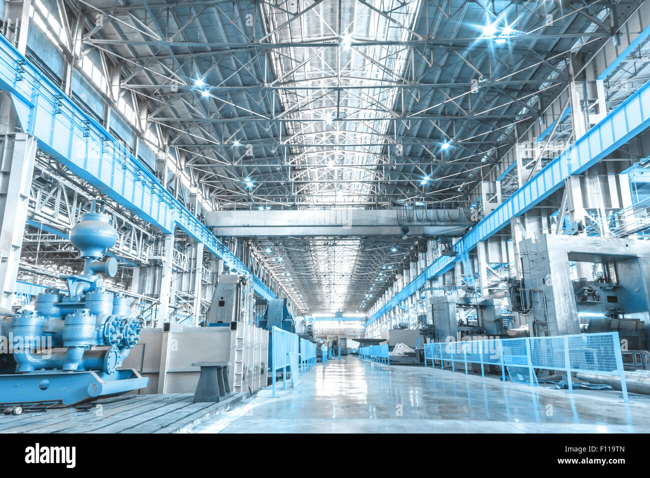 Machine shop of metallurgical works indoors room Stock Photo - Alamy