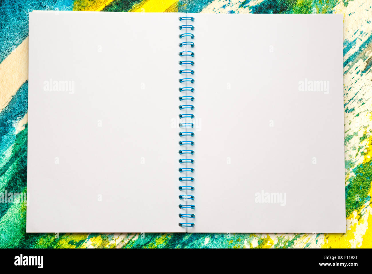 Blank open notepad on the watercolor background Stock Photo - Alamy