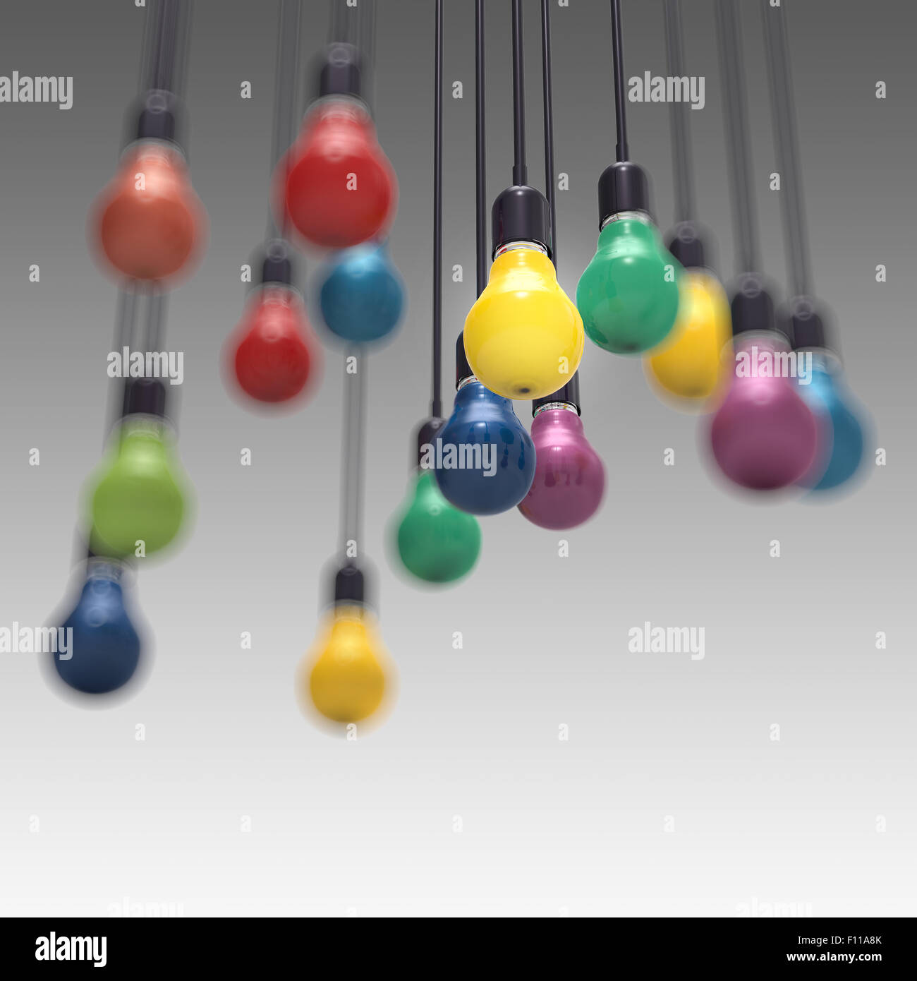 creative idea and leadership concept 3d colors light bulb Stock Photo ...