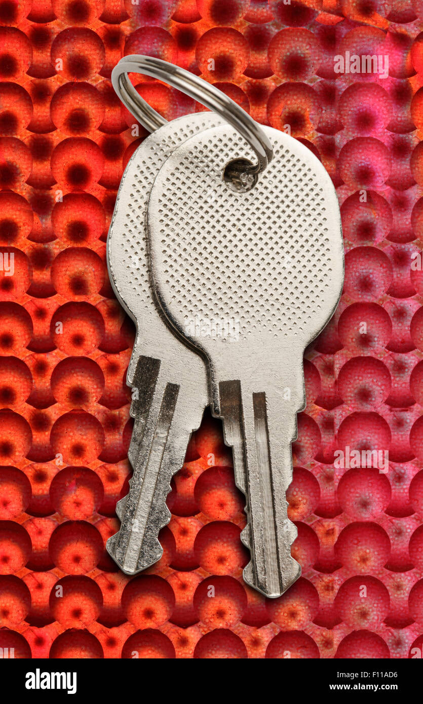 Two chrome keys on abstract background in closeup Stock Photo - Alamy