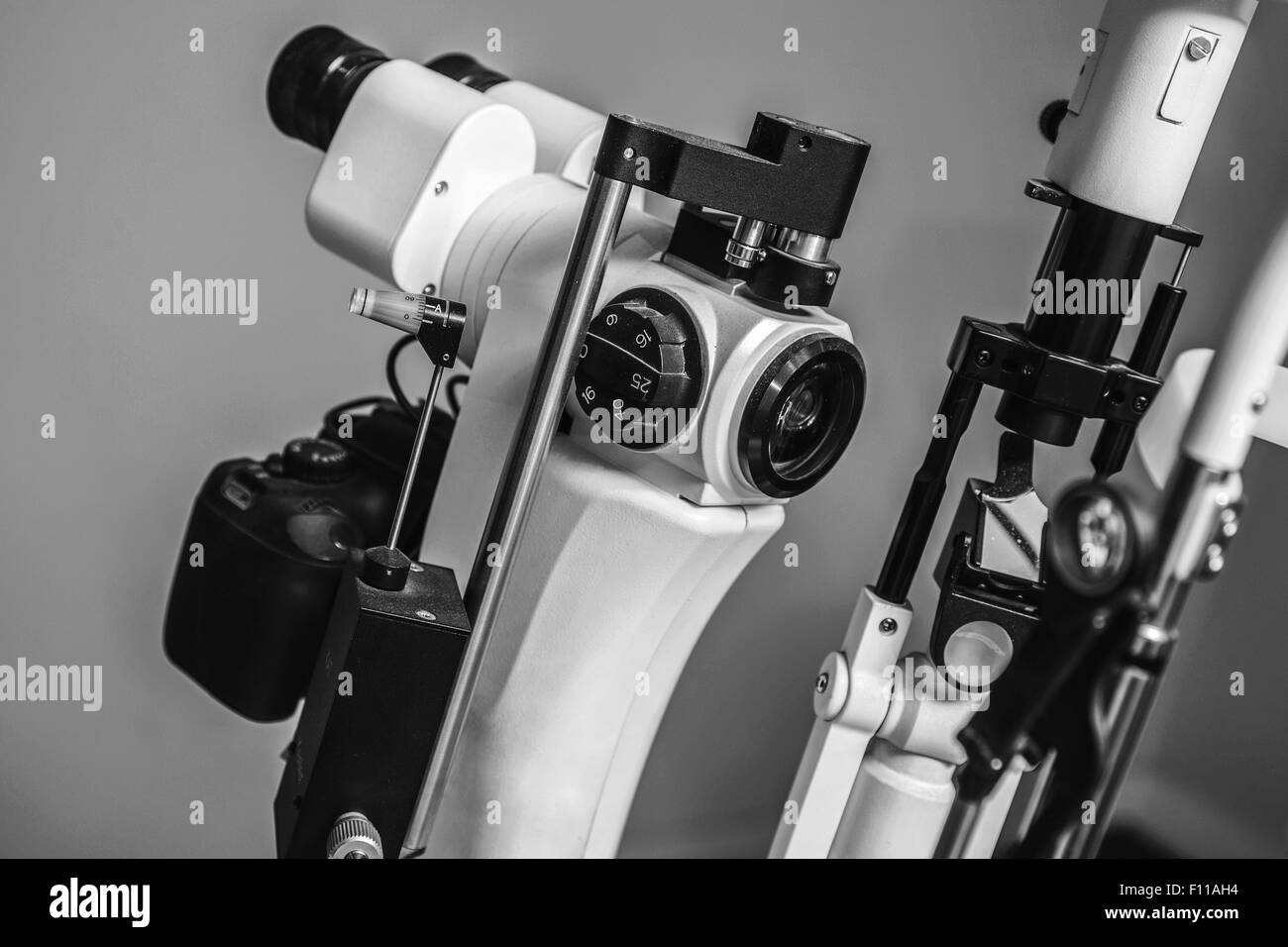 Medical optometrist equipment used eye Black and White Stock Photos ...