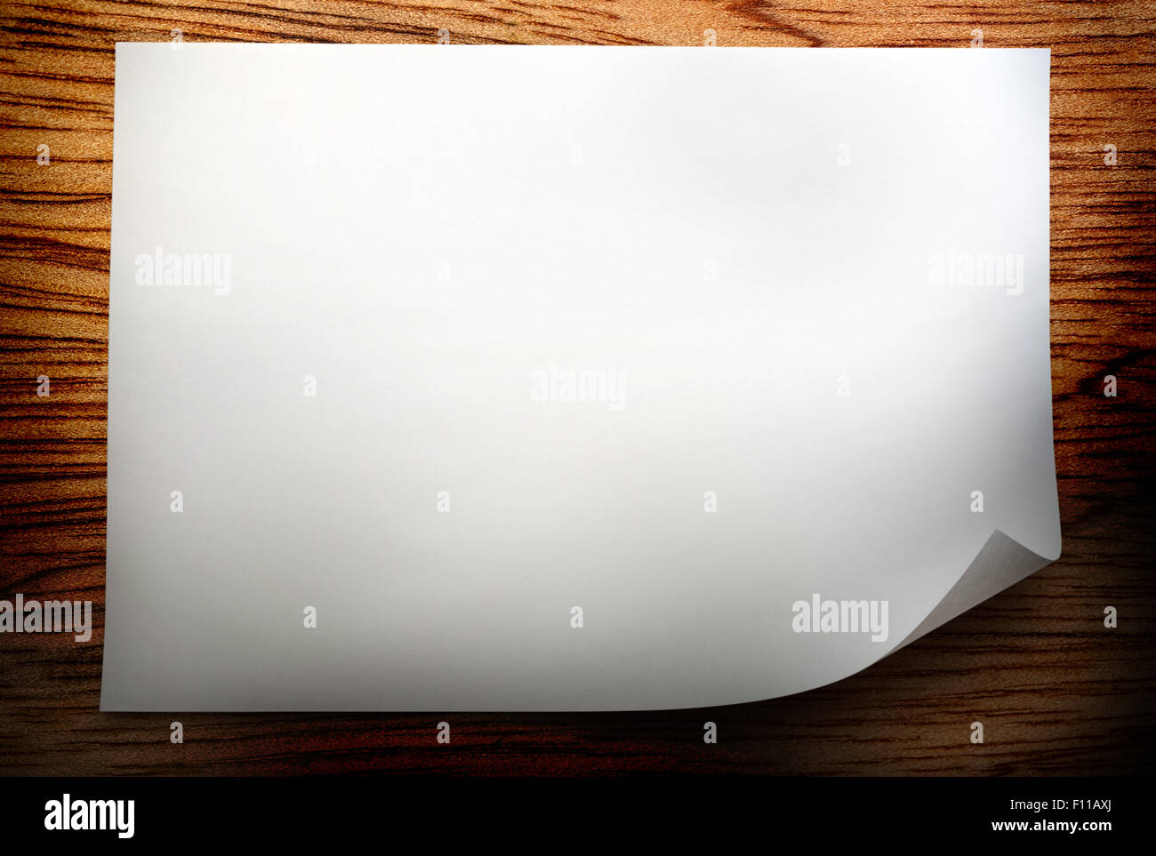 Blank sheet of paper on wooden background Stock Photo - Alamy