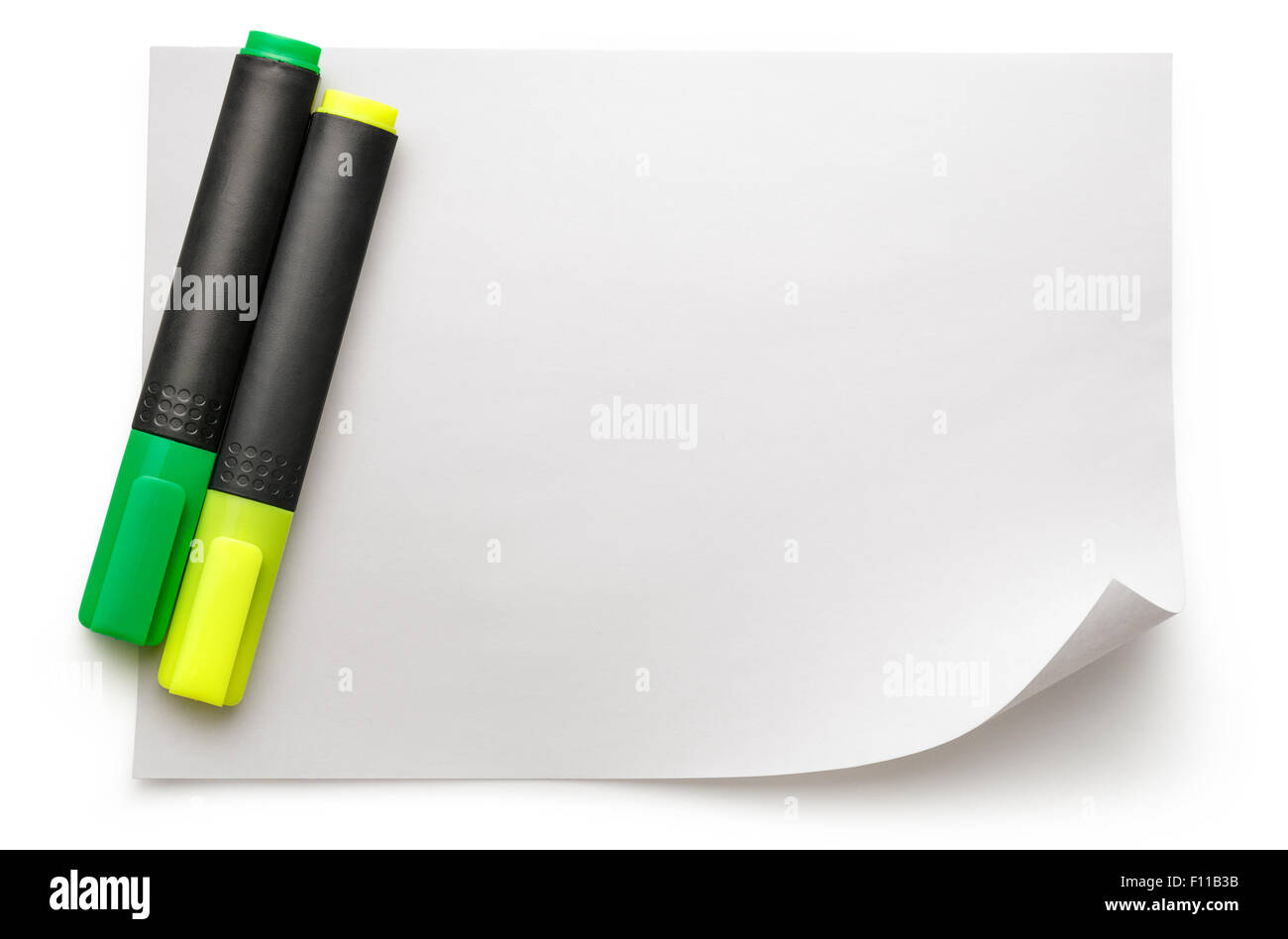 Empty green sheet paper Cut Out Stock Images & Pictures - Alamy