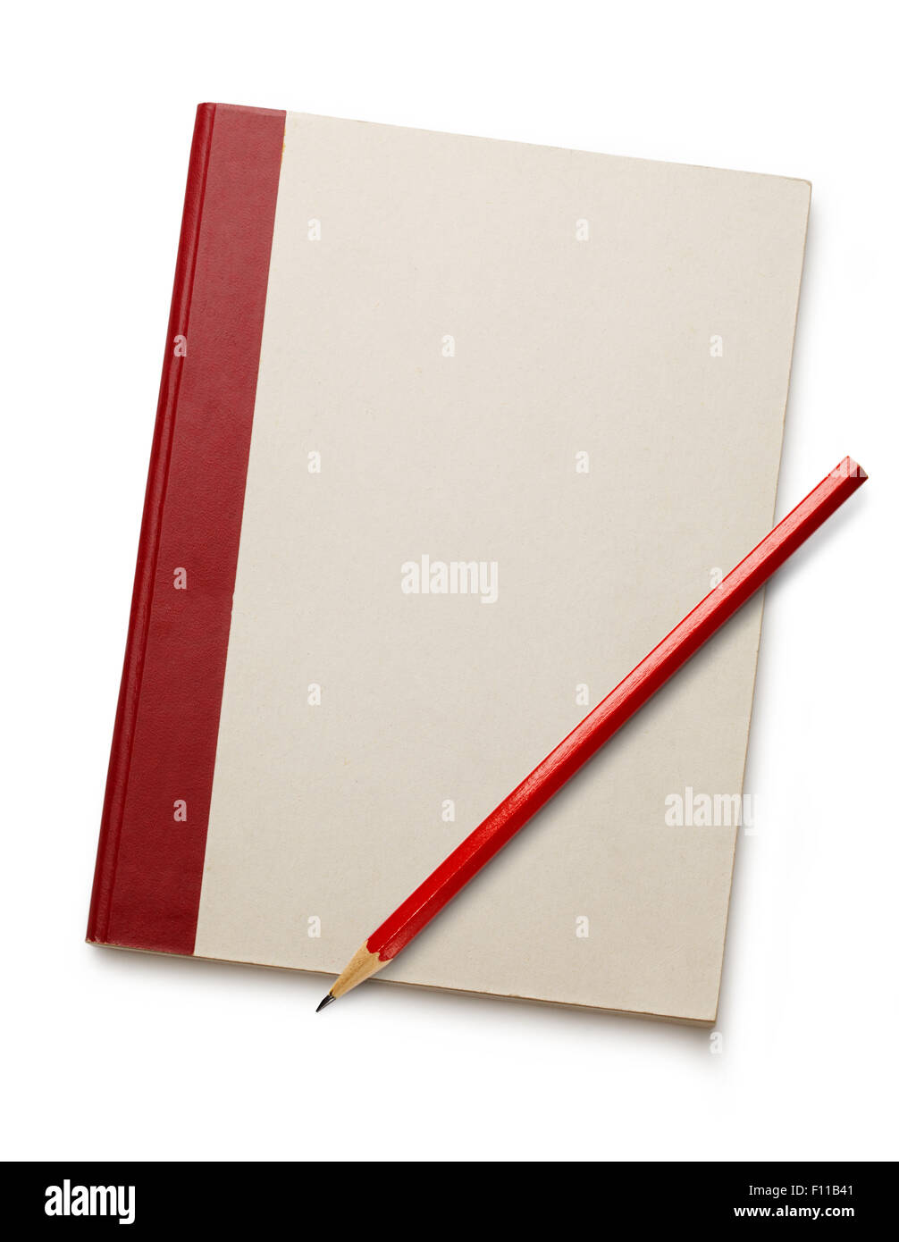 White blank notebook with red pencil on it Stock Photo - Alamy