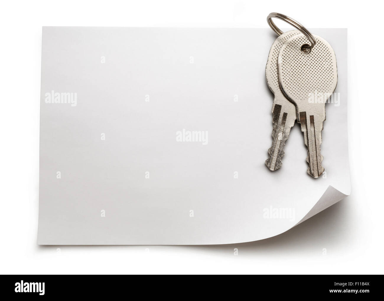 Blank sheet of paper with iron keys Stock Photo - Alamy