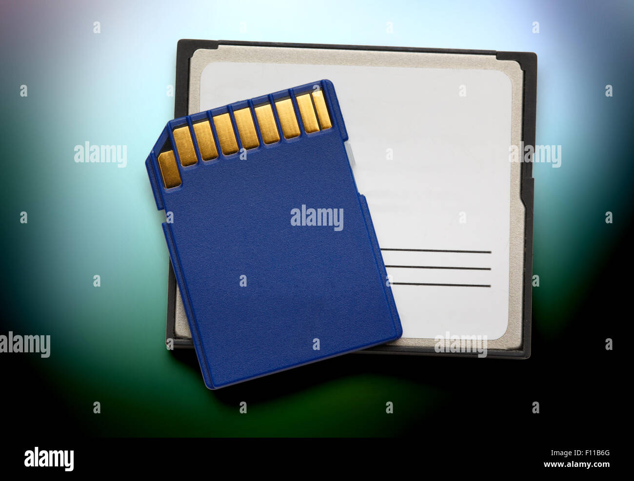 Blue compact memory card for camera on blur background Stock Photo - Alamy