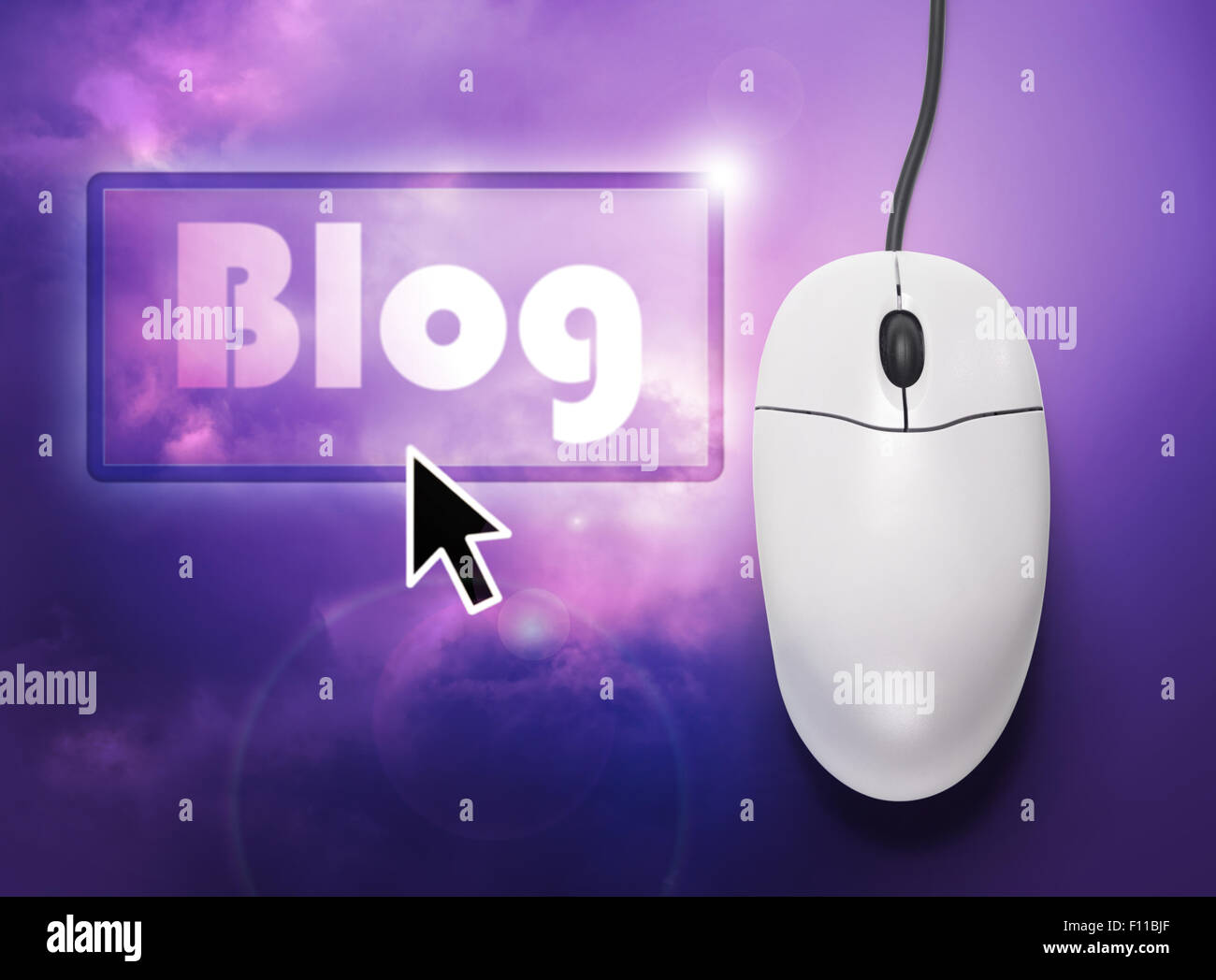 Computer mouse with arrow click in closeup Stock Photo - Alamy