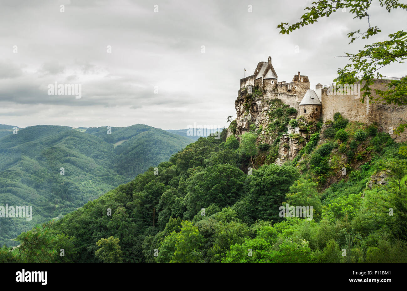 Landscape view of Aggstein Castle on Danube, Austria Stock Photo - Alamy