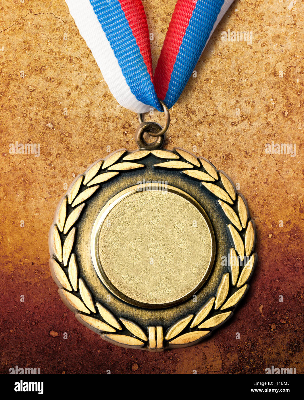 Blank metal medal with tricolor ribbon closeup Stock Photo - Alamy