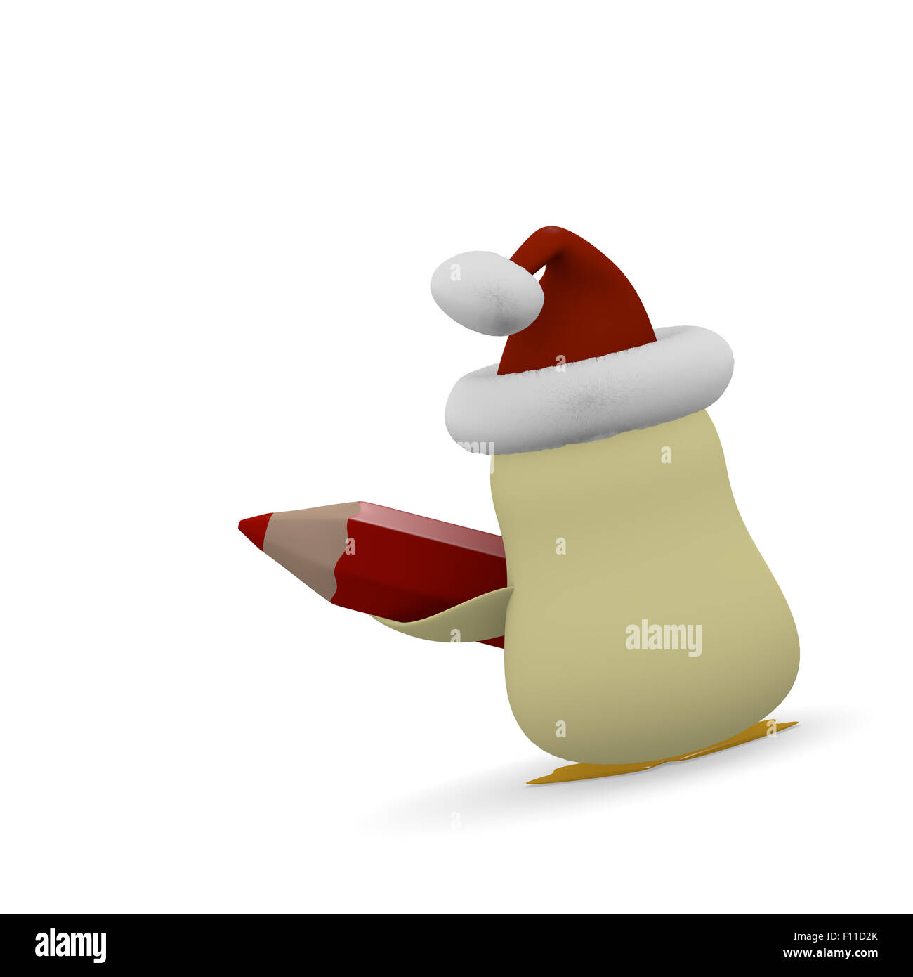 Santa bird with a red pen writing on a white background Stock Photo - Alamy