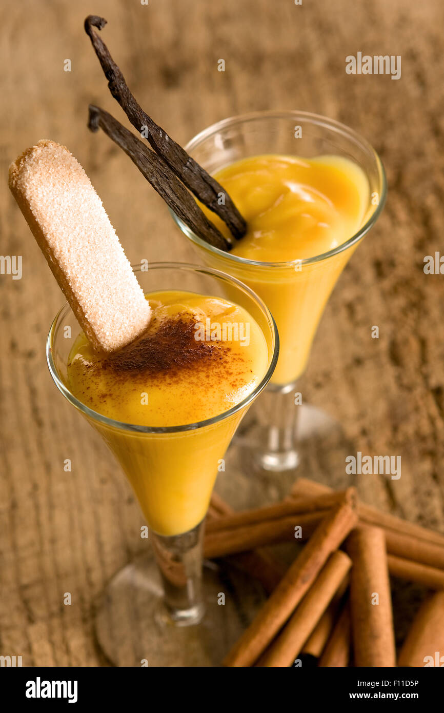 Two glasses of eggnog (or Advocaat in Dutch) with biscuit Stock Photo ...