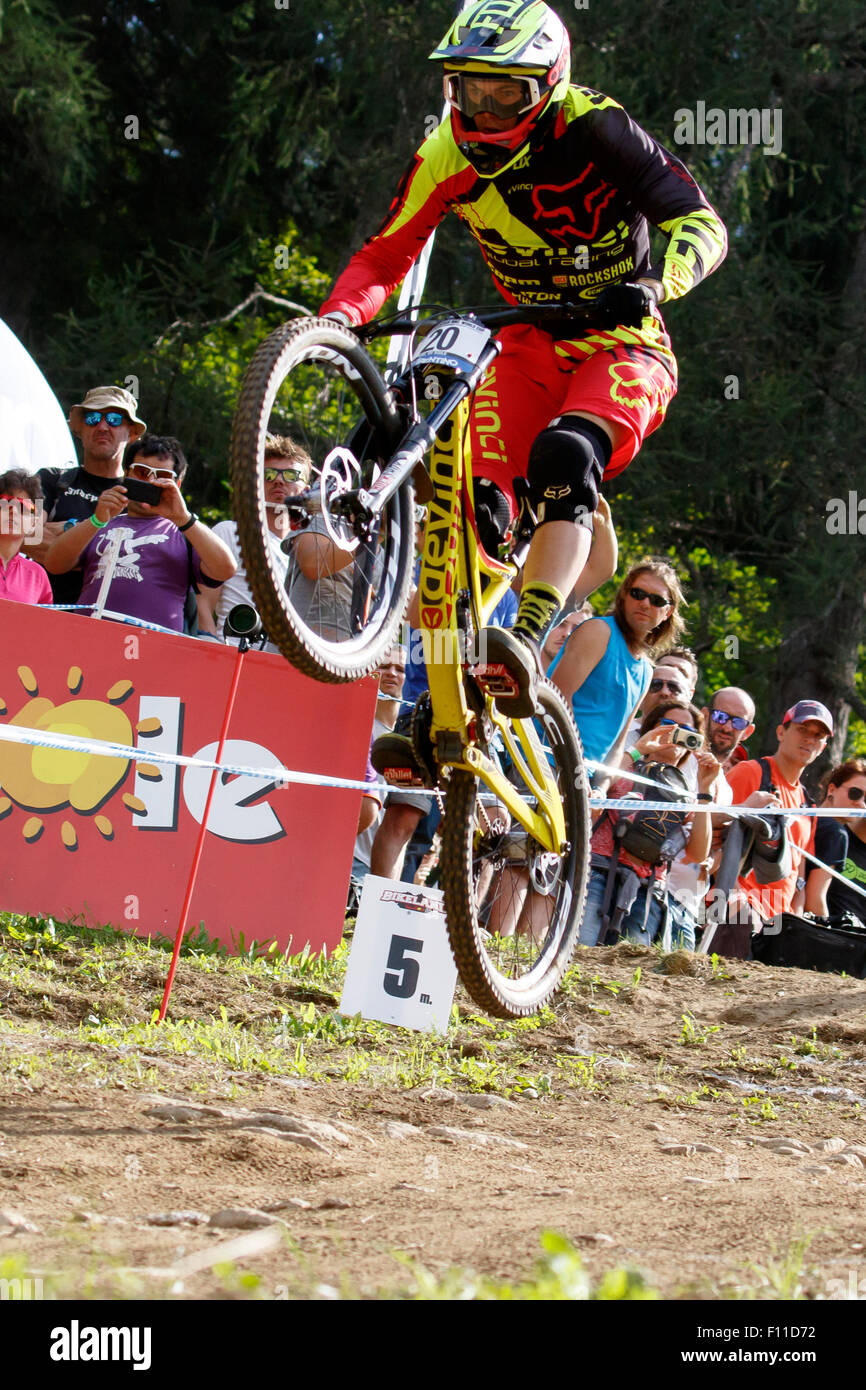 Val Di Sole, Italy - 22 August 2015: Devinci Global Racing Team rider ...