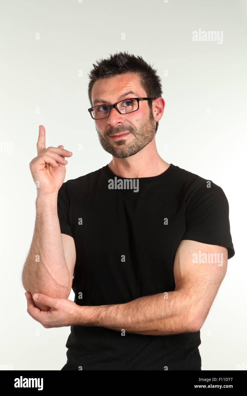 Black guy points finger hi-res stock photography and images - Alamy