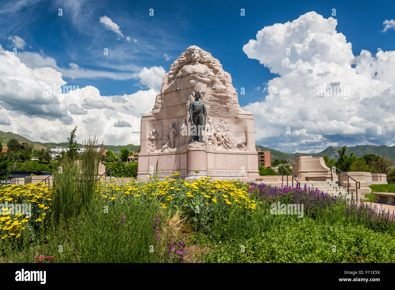The Mormon Battalion Monument in Salt Lake City, Utah, USA Stock Photo ...