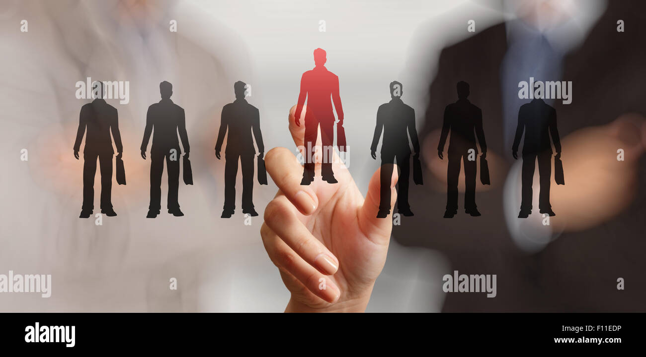 businessman hand choosing people icon as human resources concept Stock ...