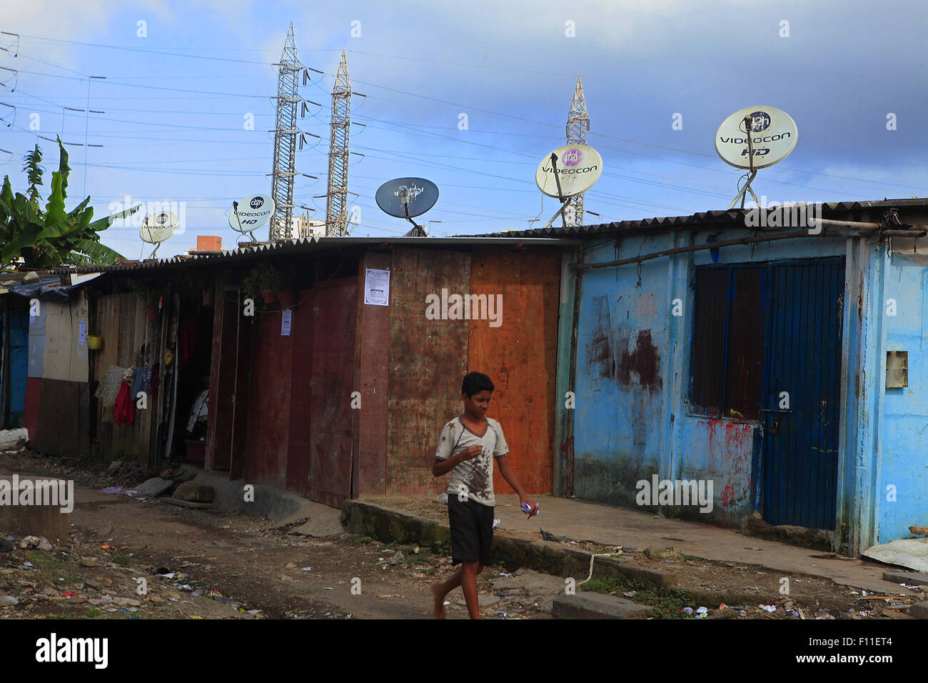 Dish tv antenna on slum hi-res stock photography and images - Alamy