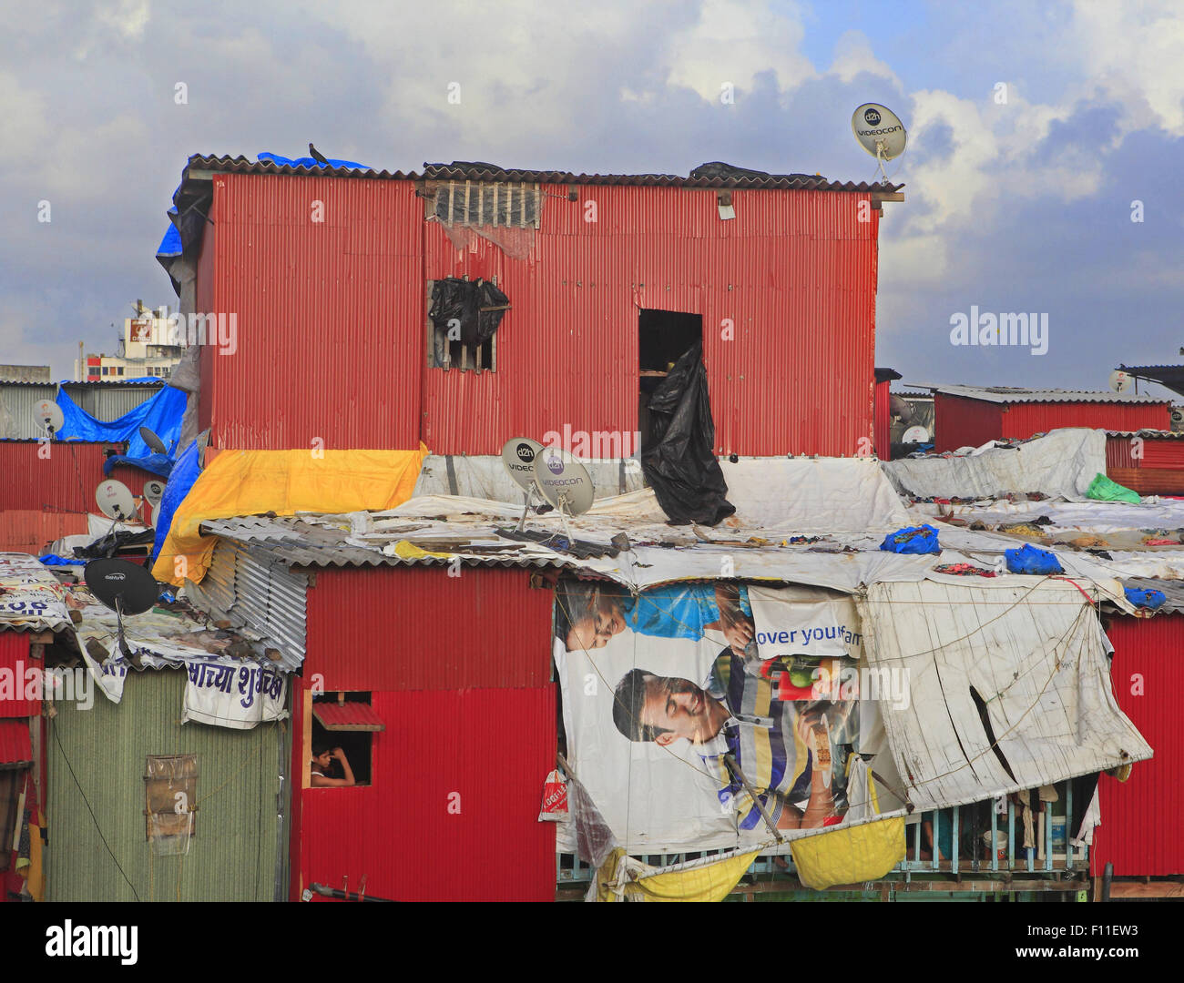 Dish tv antenna on slum hi-res stock photography and images - Alamy
