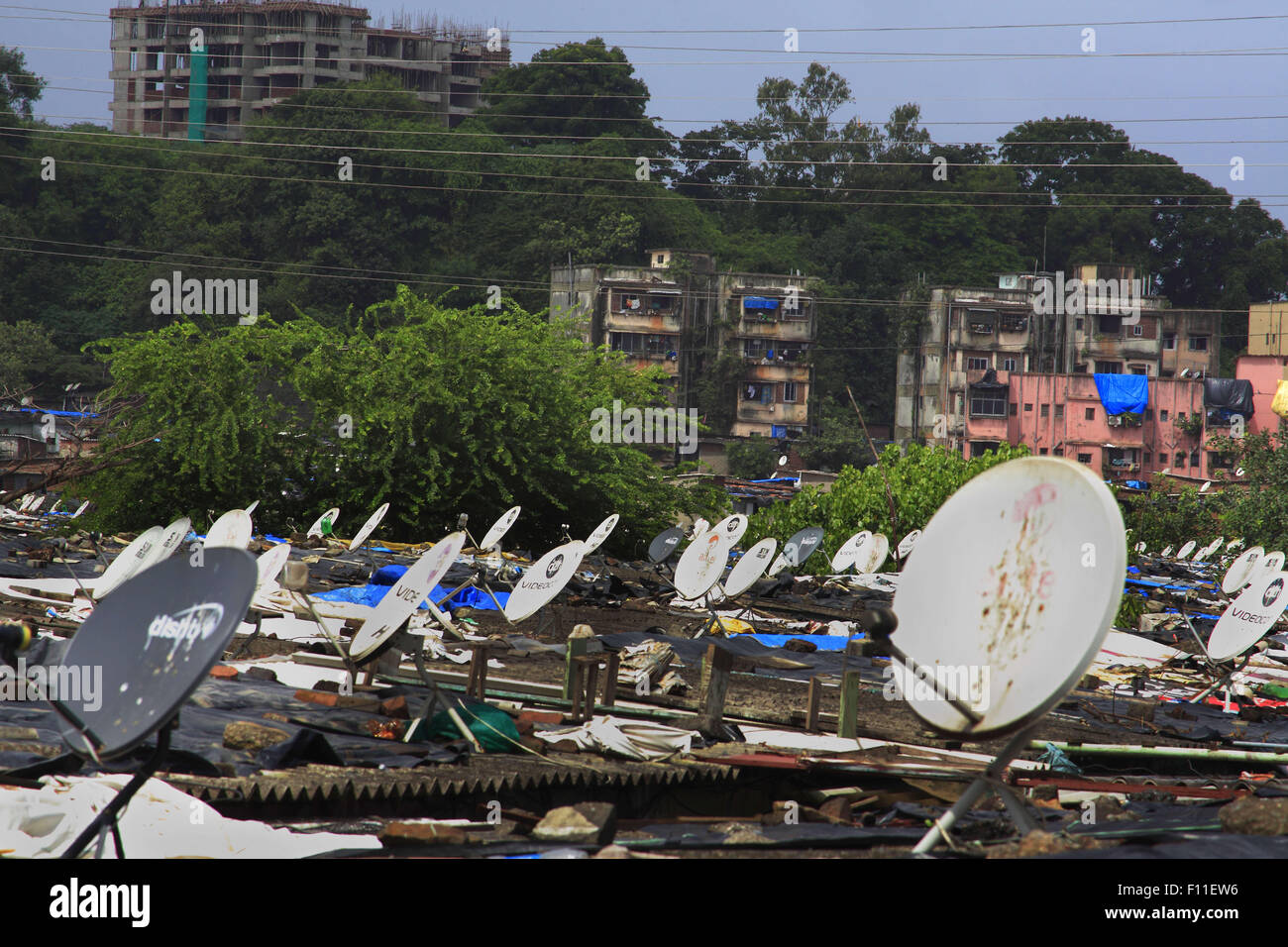 Dish tv antenna on slum hi-res stock photography and images - Alamy