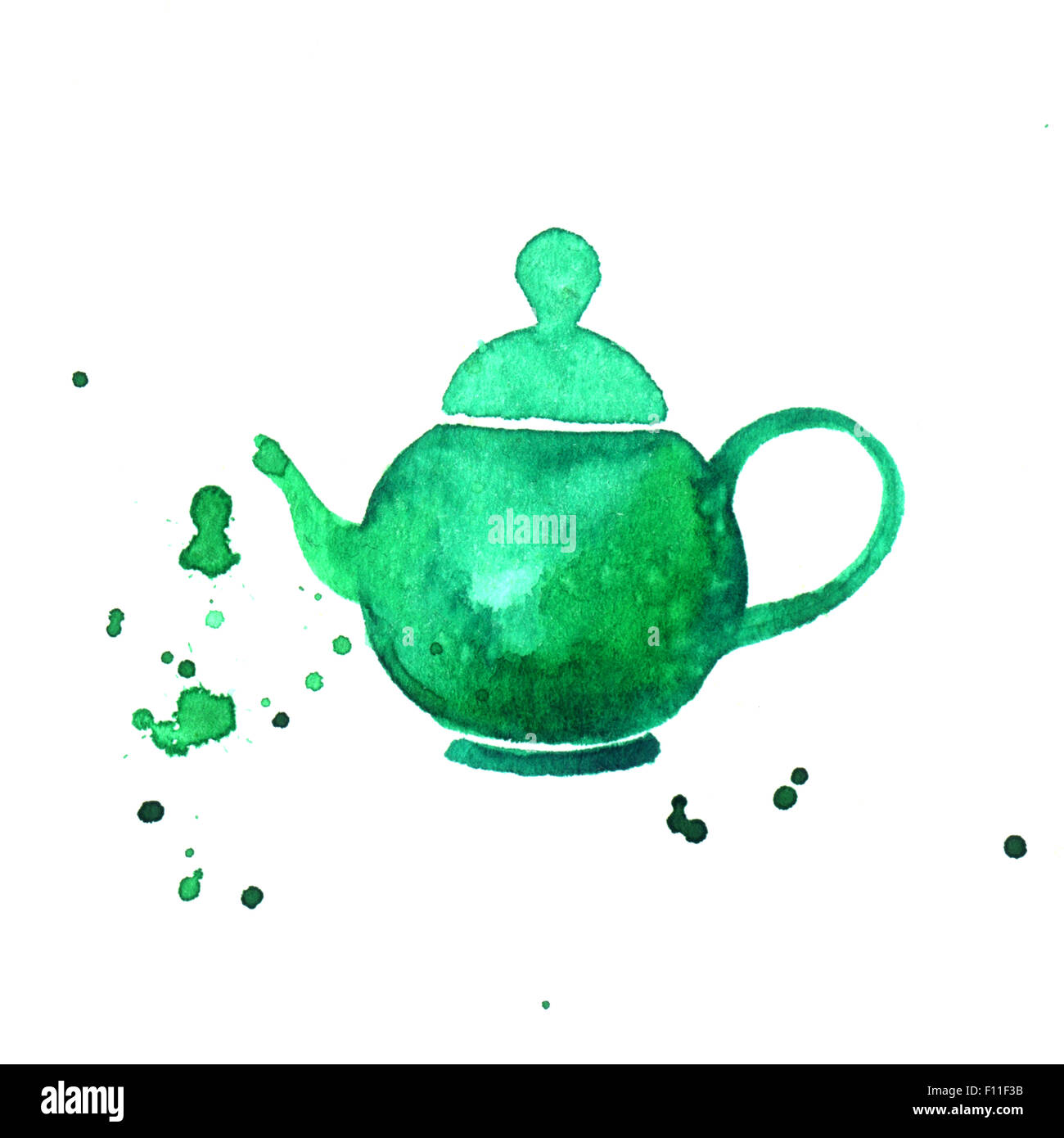 Teapot illustration watercolor Cut Out Stock Images & Pictures - Alamy