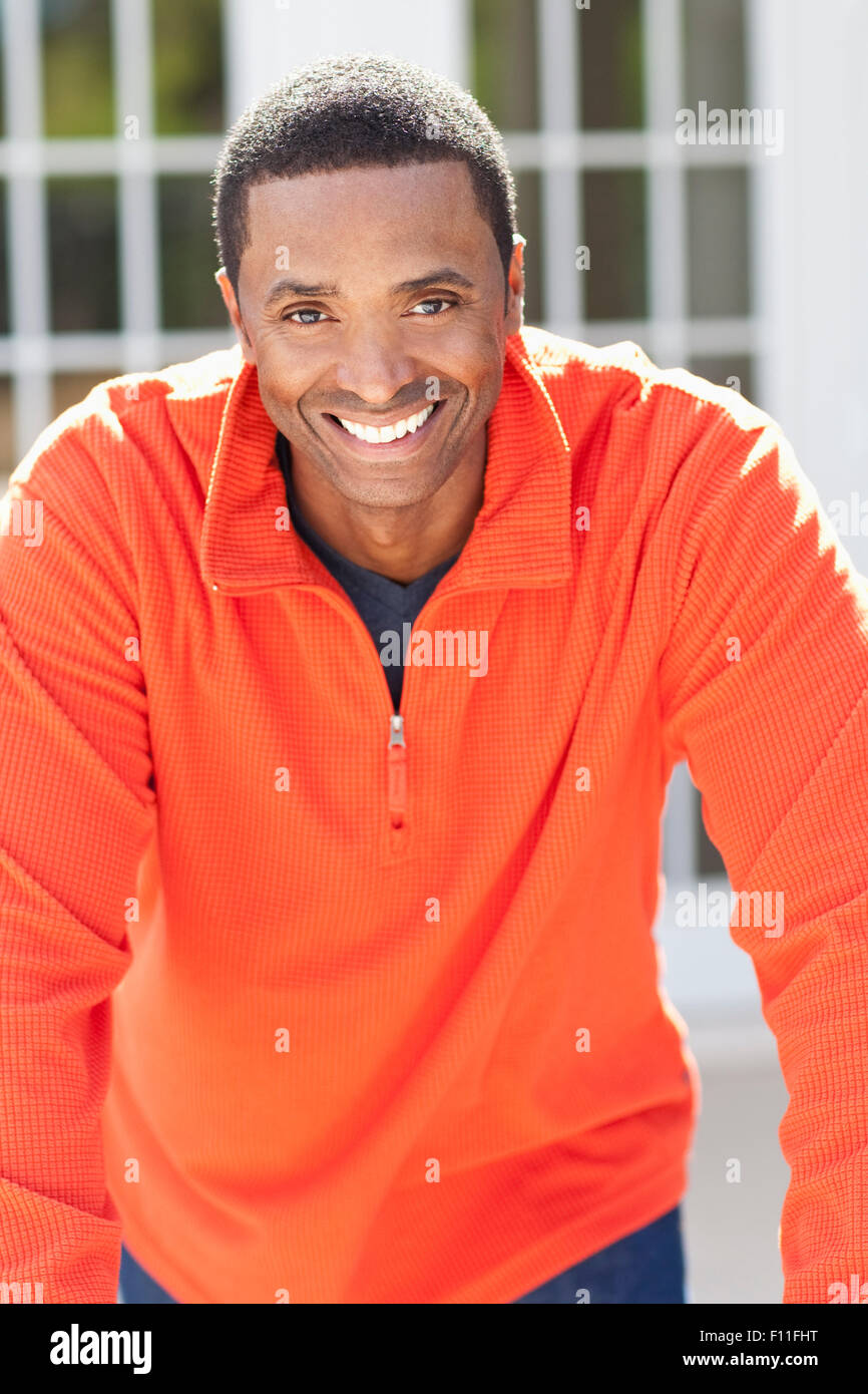 Close up of Black man smiling outdoors Stock Photo - Alamy