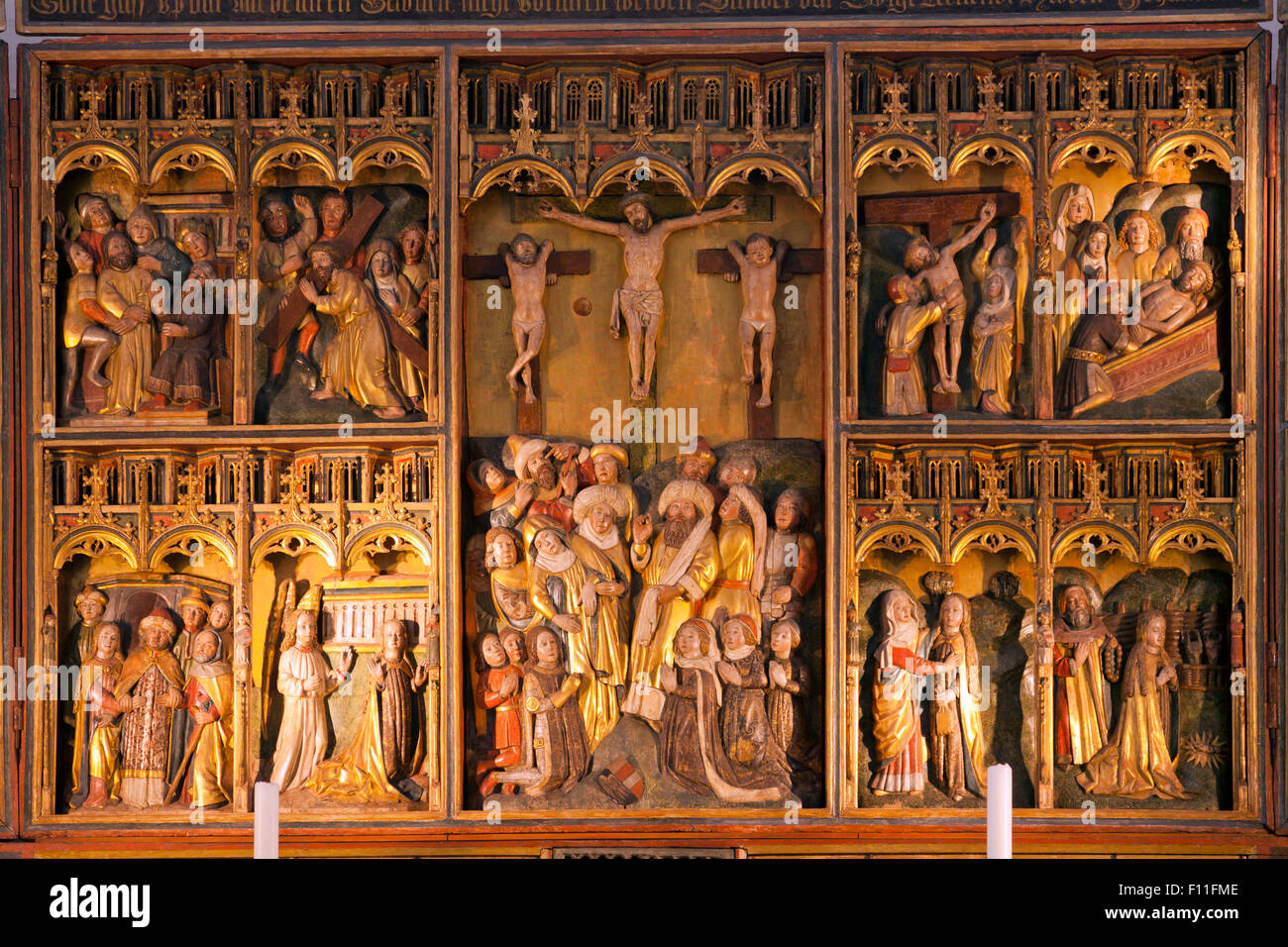 Winged altar in the Lutheran St. Nicholas Church in Kiel, Schleswig ...
