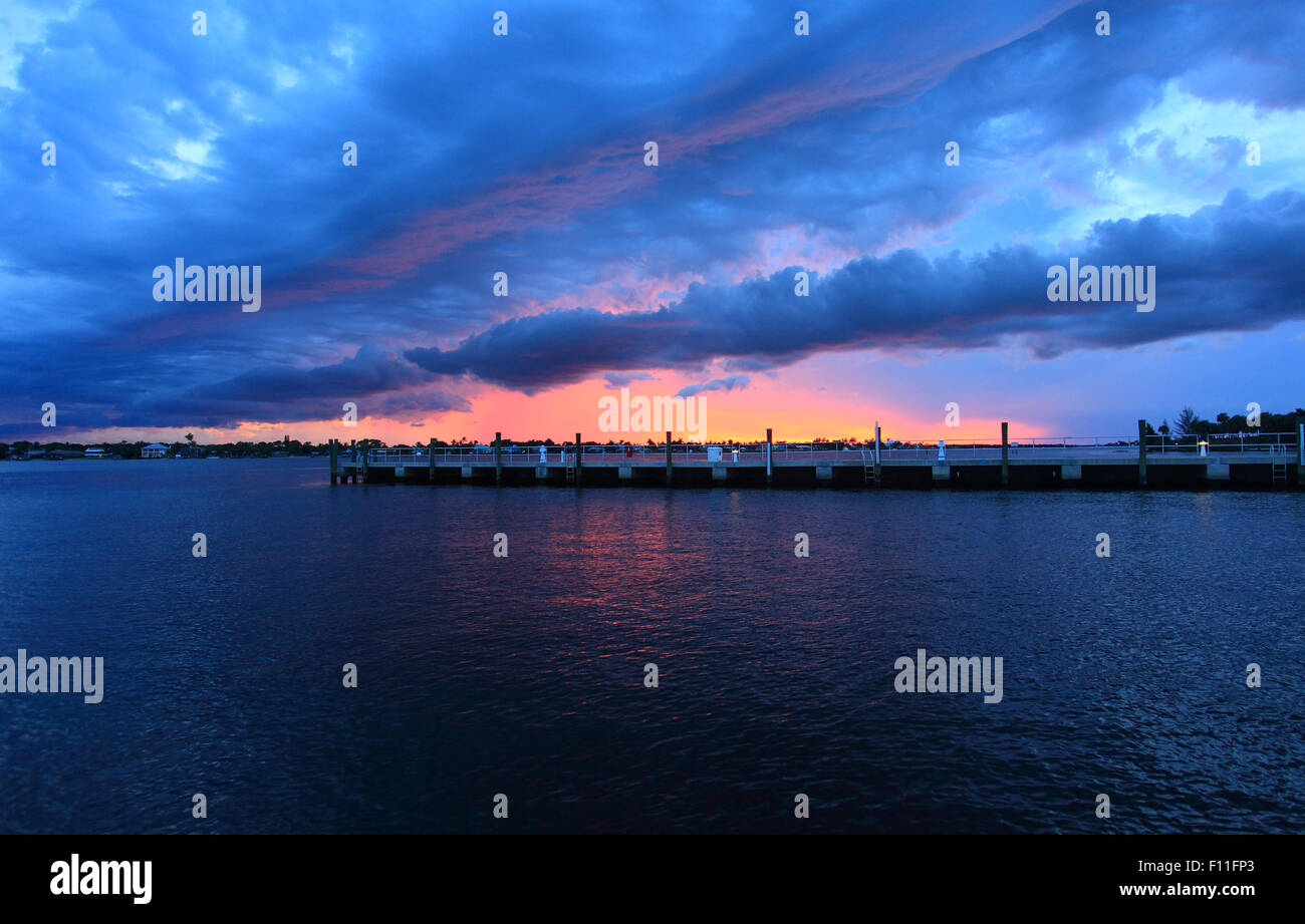 Rolling Clouds at sunset over Sunset Bay Marina, Stuart, Florida Stock ...