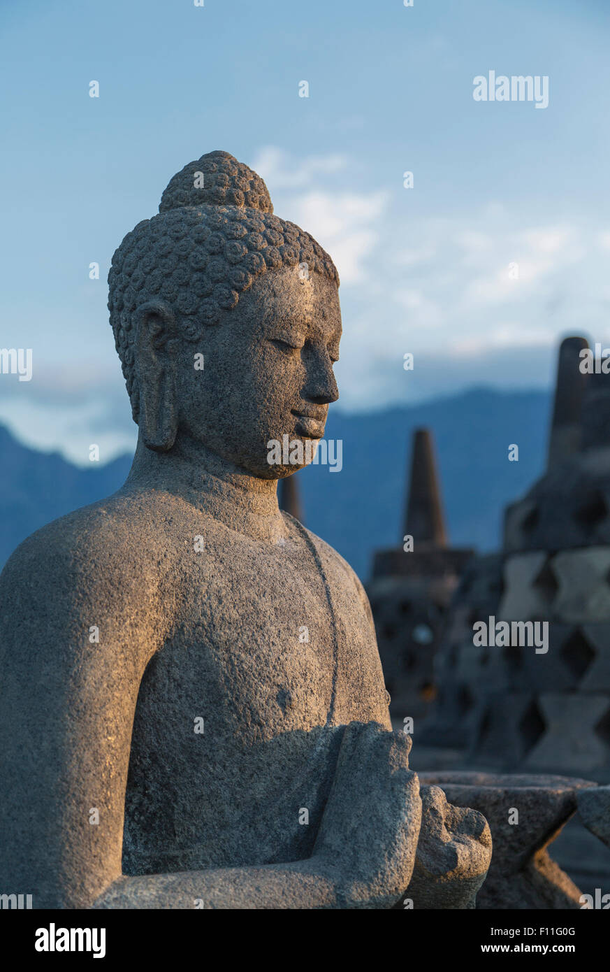 Buddha statue on Temple of Borobudur, Borobudur, Indonesia Stock Photo ...