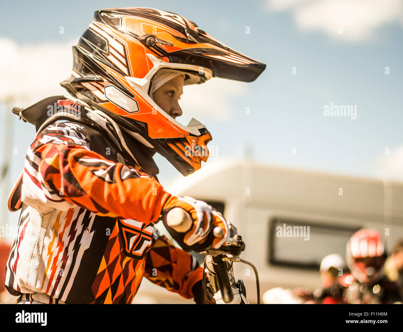 Caucasian motocross biker ready for race Stock Photo - Alamy