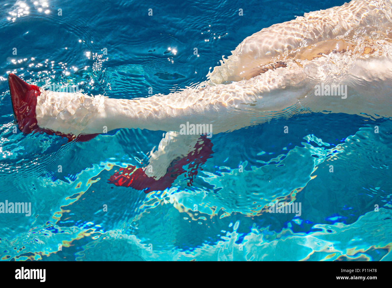 Legs of woman wearing high heels in swimming pool Stock Photo - Alamy