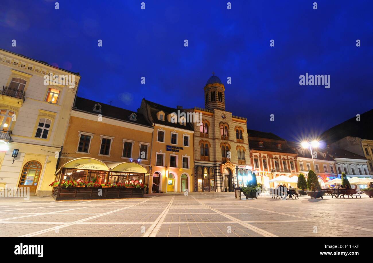 Brasov, Romania - June 28, 2015: Historic buildings overlook the main ...