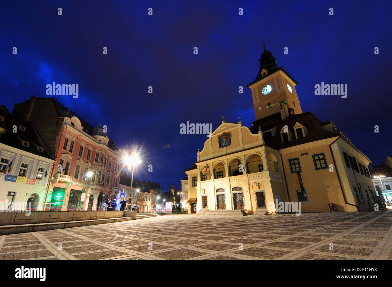 Brasov, Romania - June 28, 2015: Historic buildings overlook the main ...