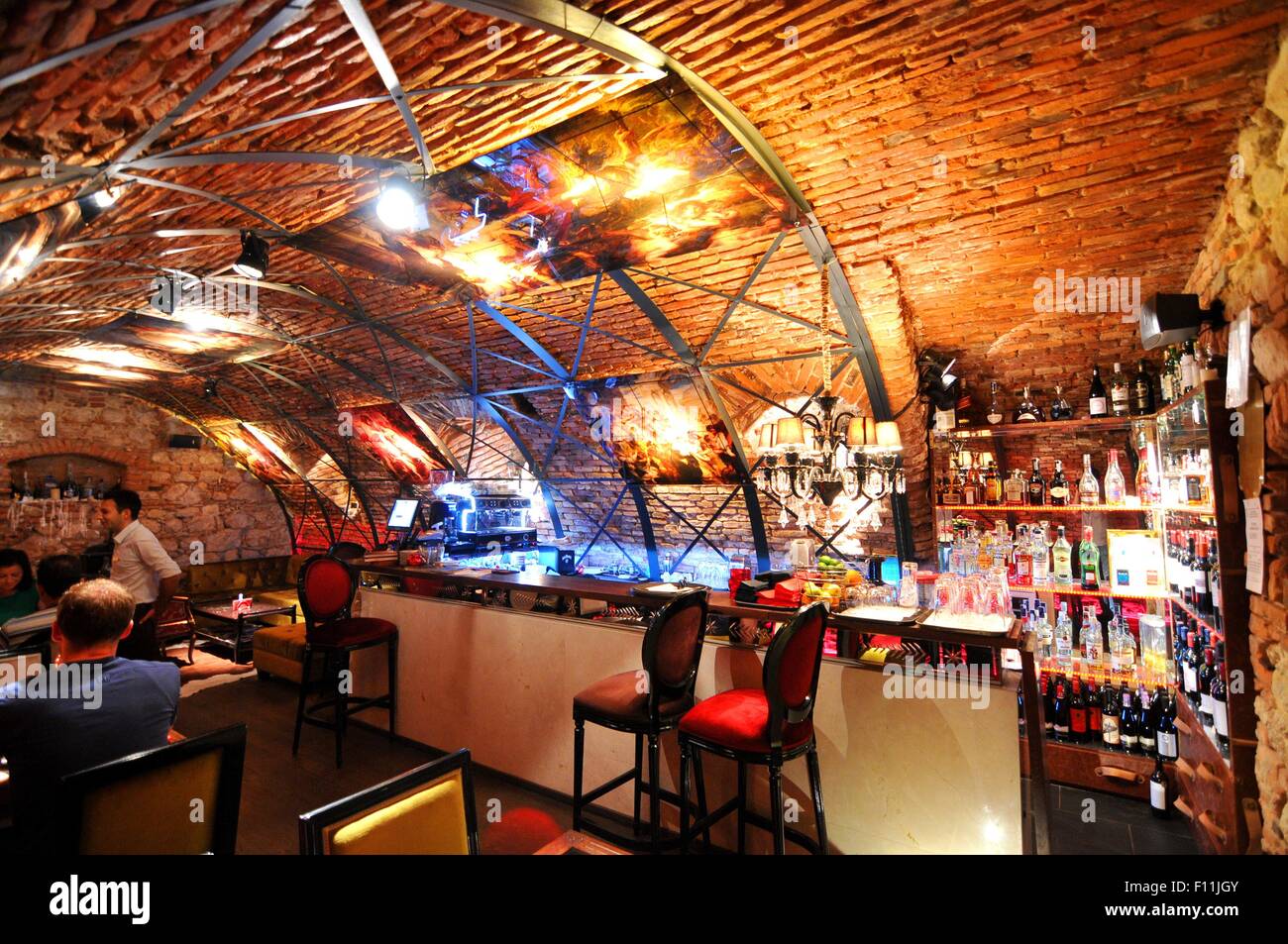 Wide angle view of the interior of a traditional pub restaurant in ...