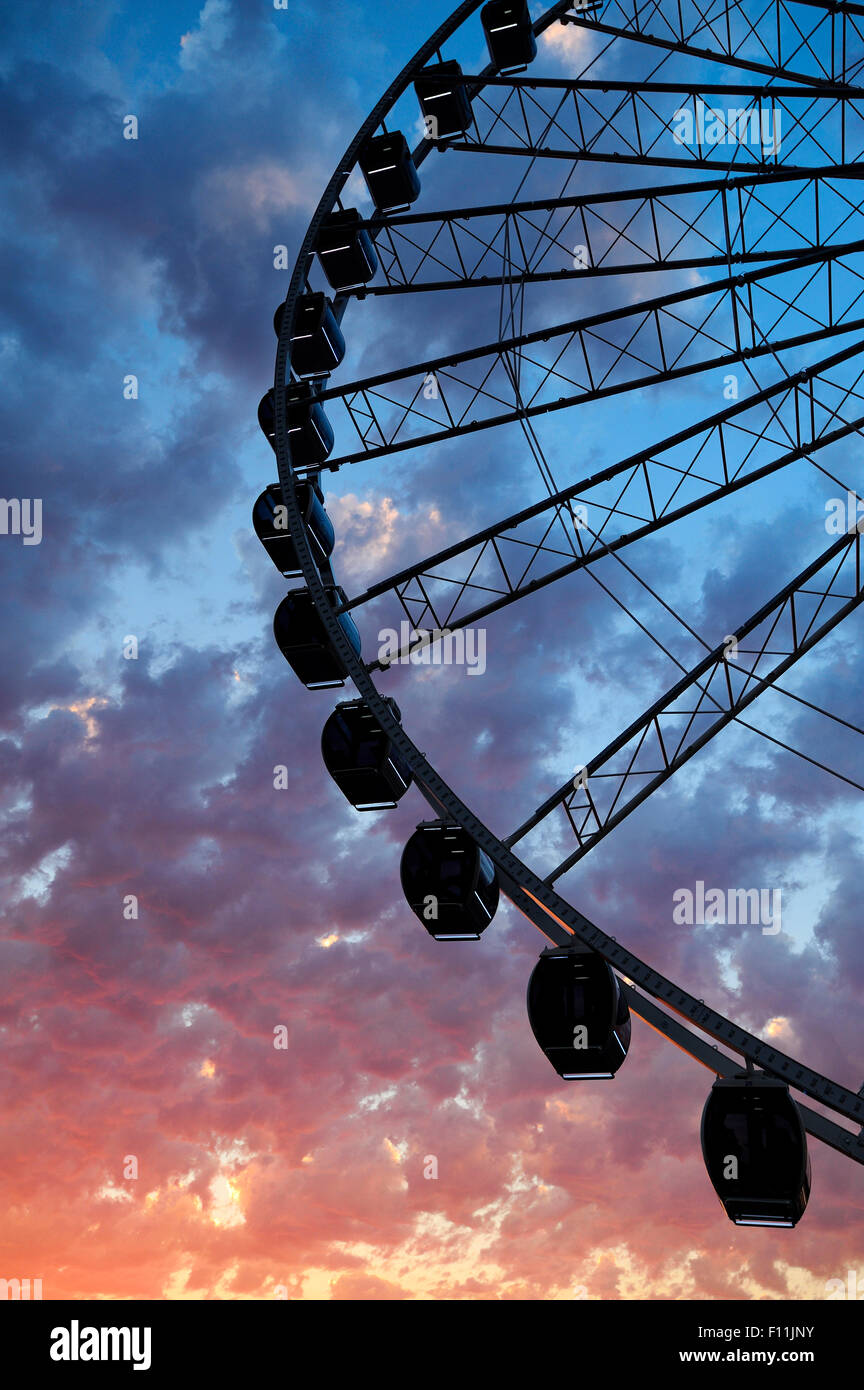 Silhouette of Great Seattle Wheel under sunset sky, Seattle, Washington ...
